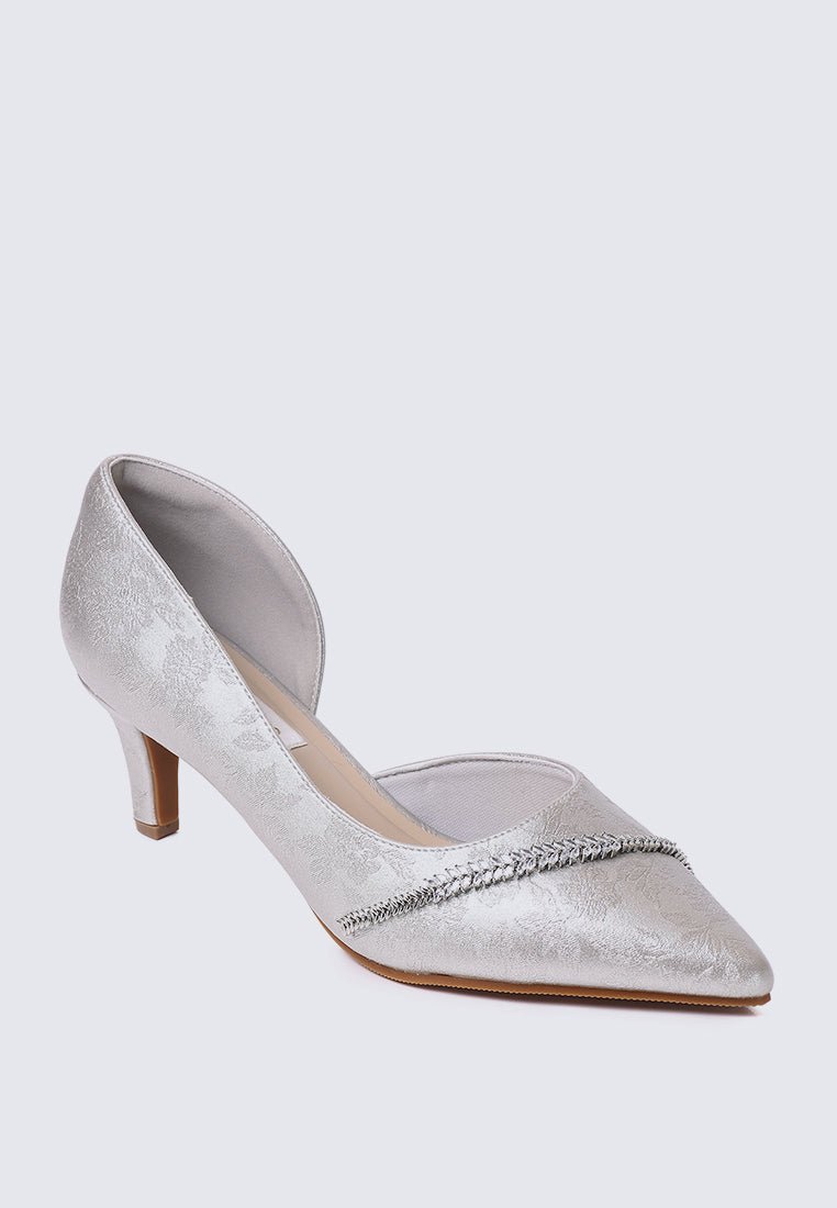 Dahlina Comfy Heels In Silver Shoes - myballerine